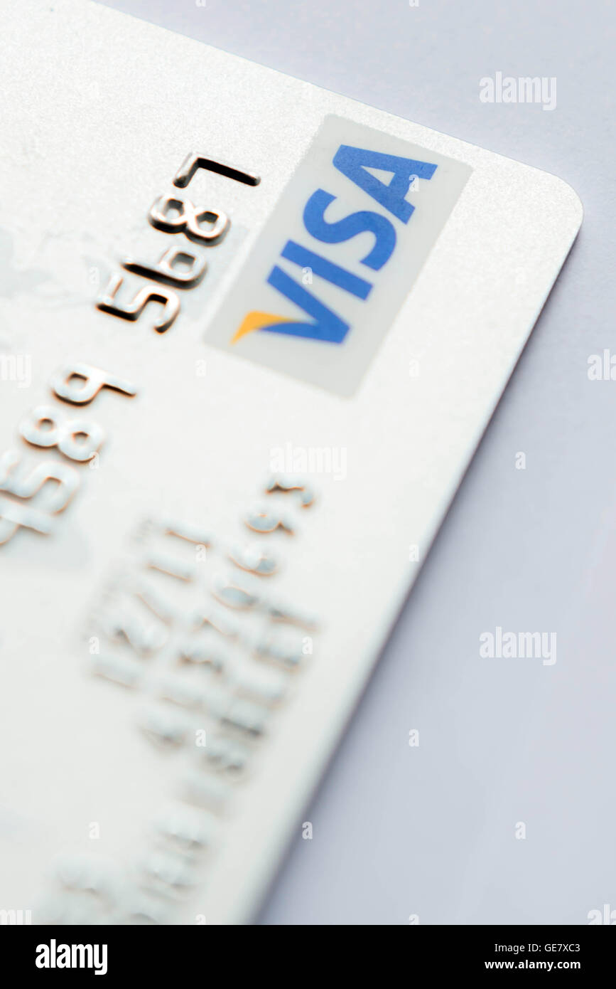 Visa bank card detail Stock Photo - Alamy