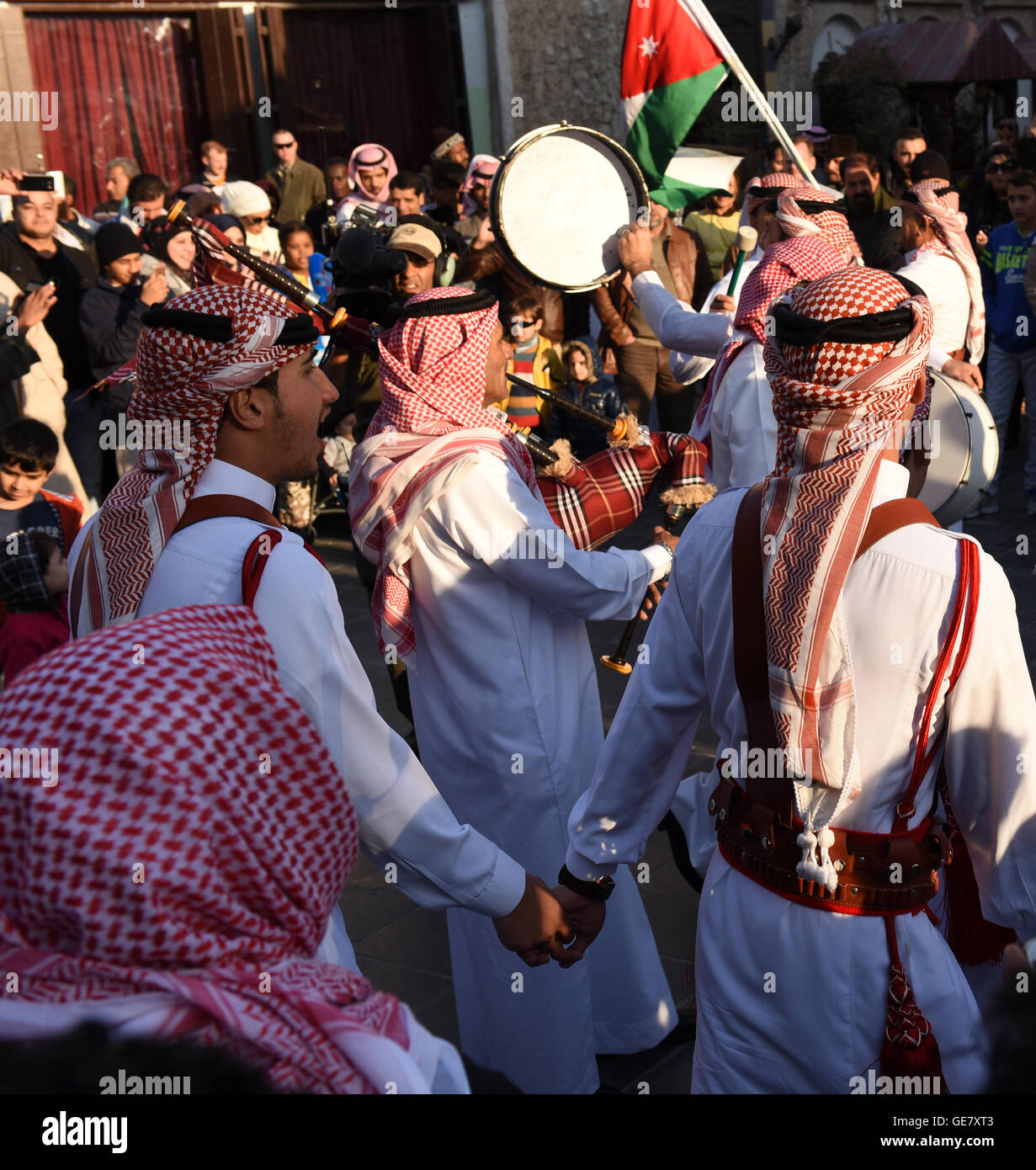 Traditional band from Jordan performing at winter festival in Souq ...