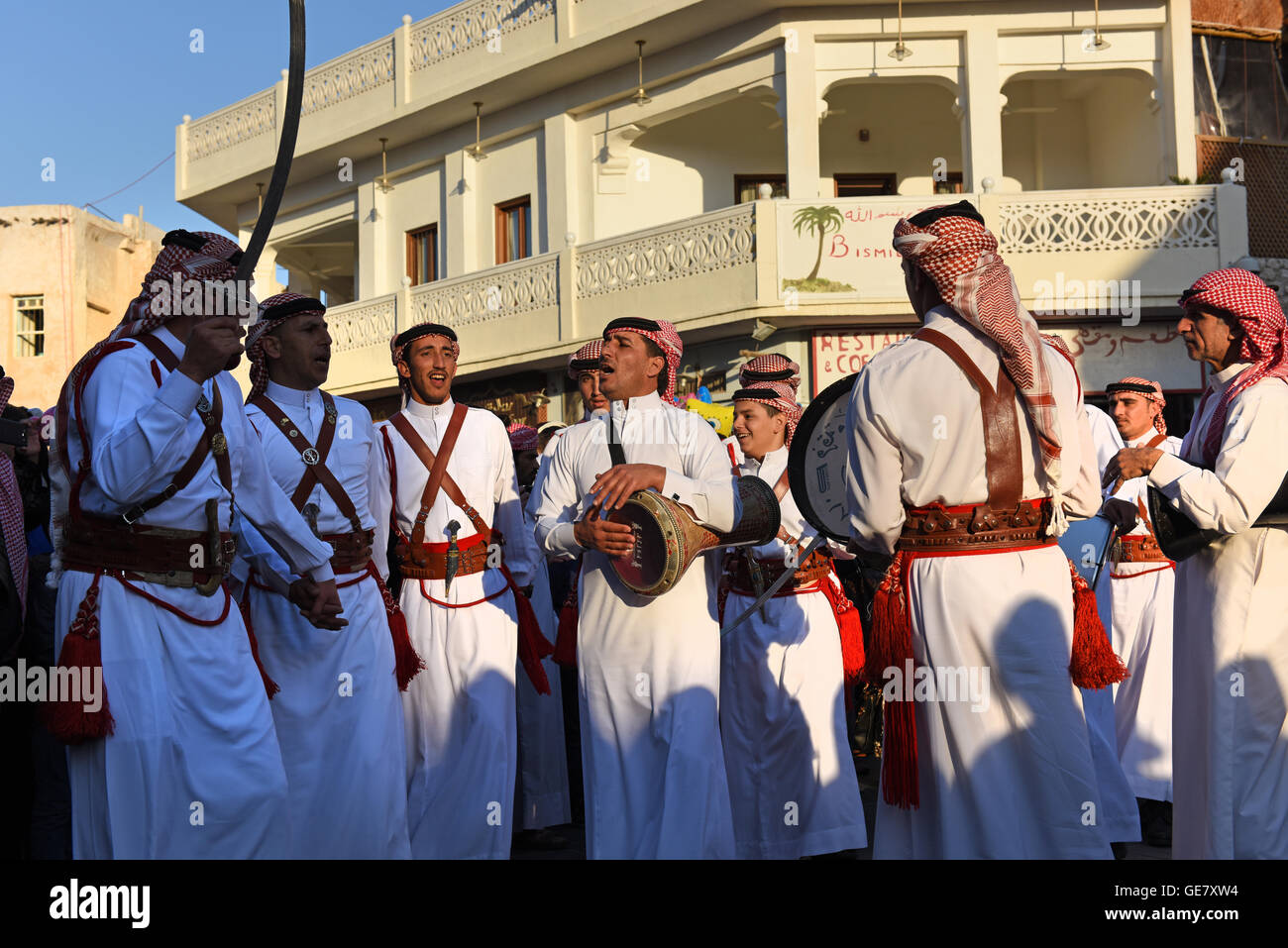 Traditional band from Jordan performing at winter festival in Souq ...