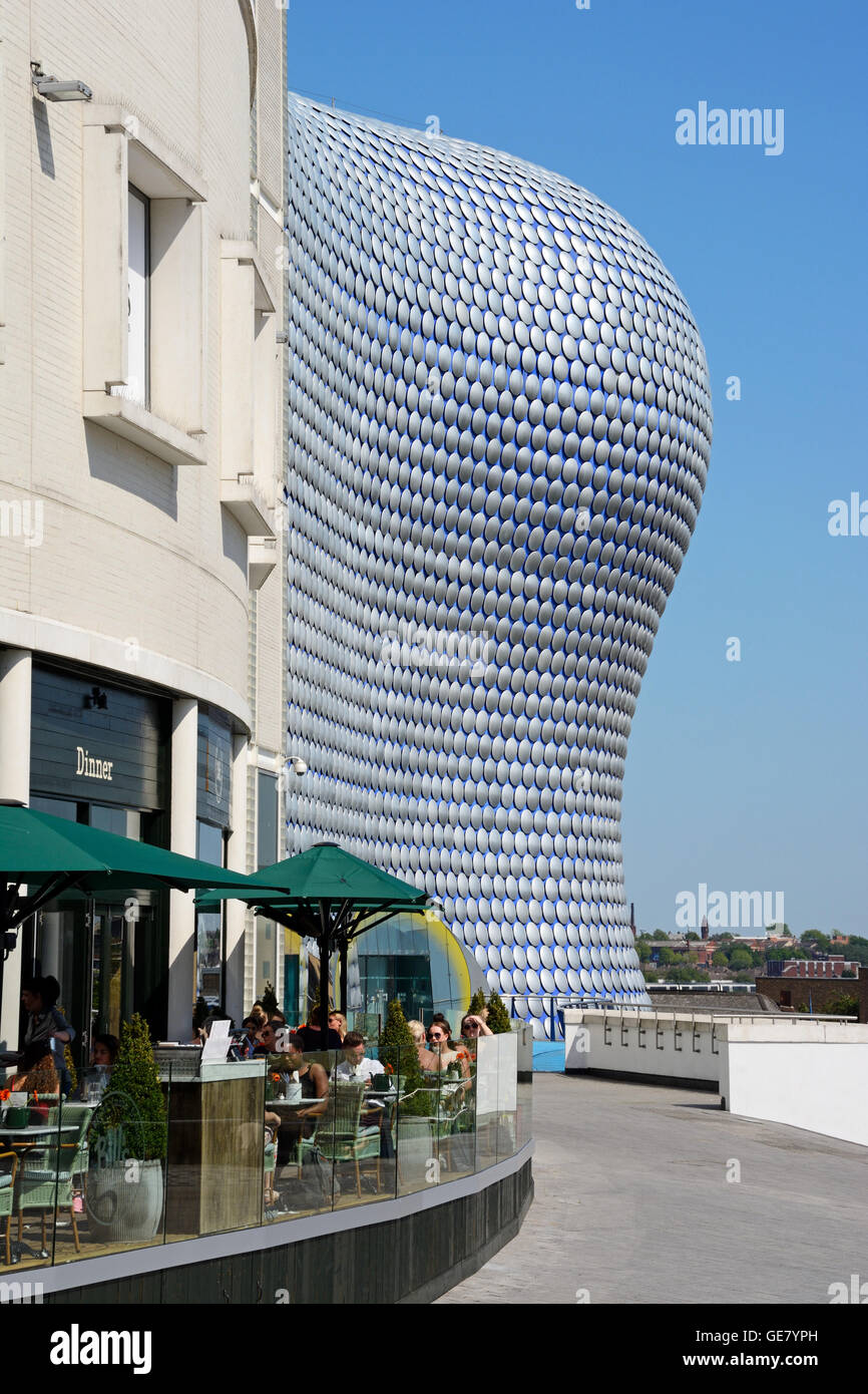 View of the Selfridges building in the Bullring with people enjoying ...