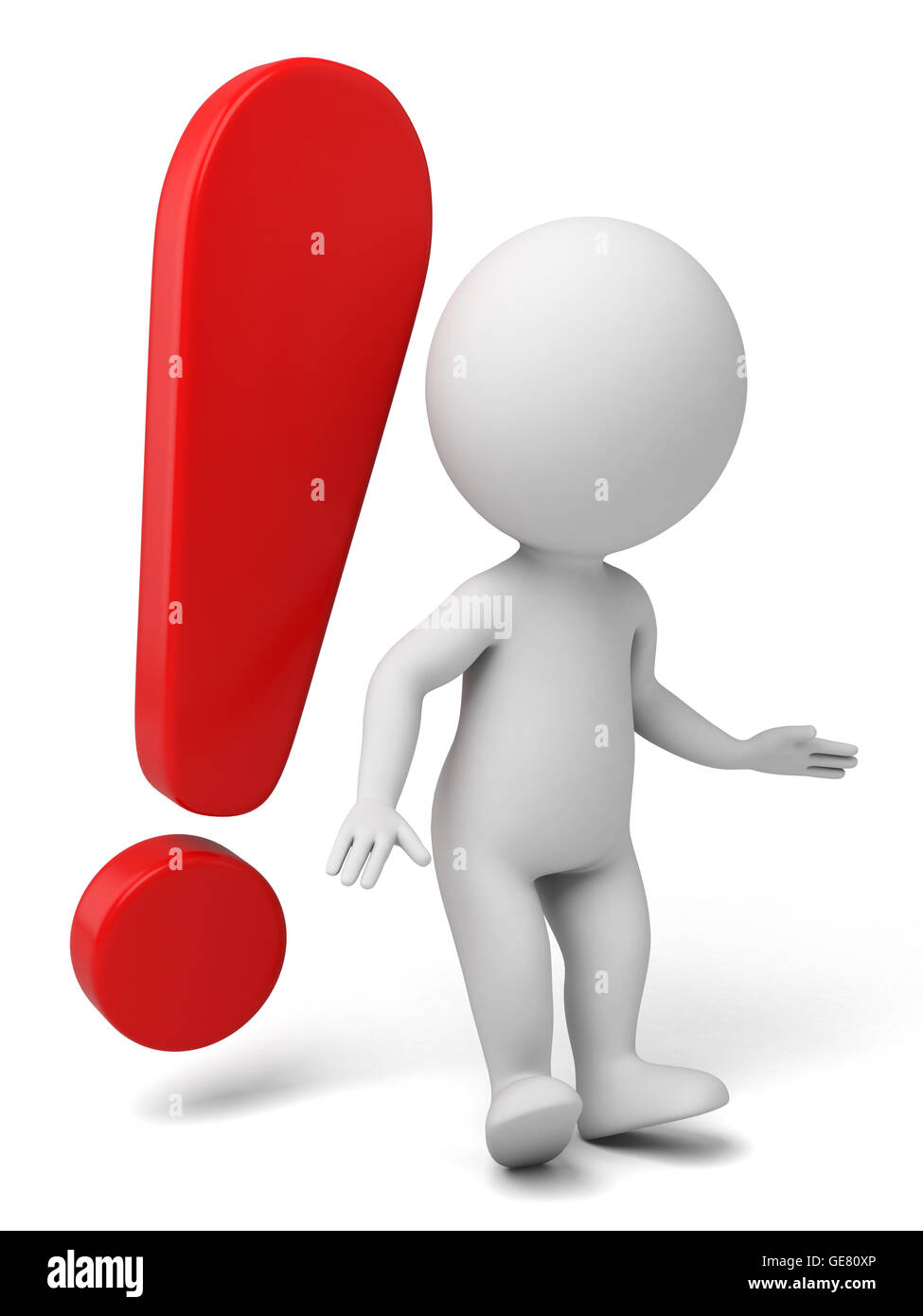 The 3d guy and a model of exclamation mark Stock Photo - Alamy