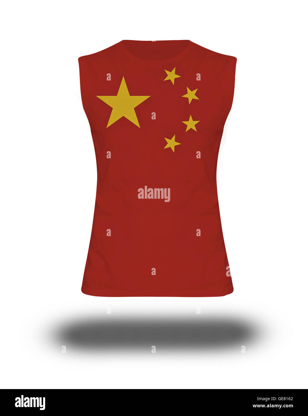 athletic sleeveless shirt with China flag on white background and ...
