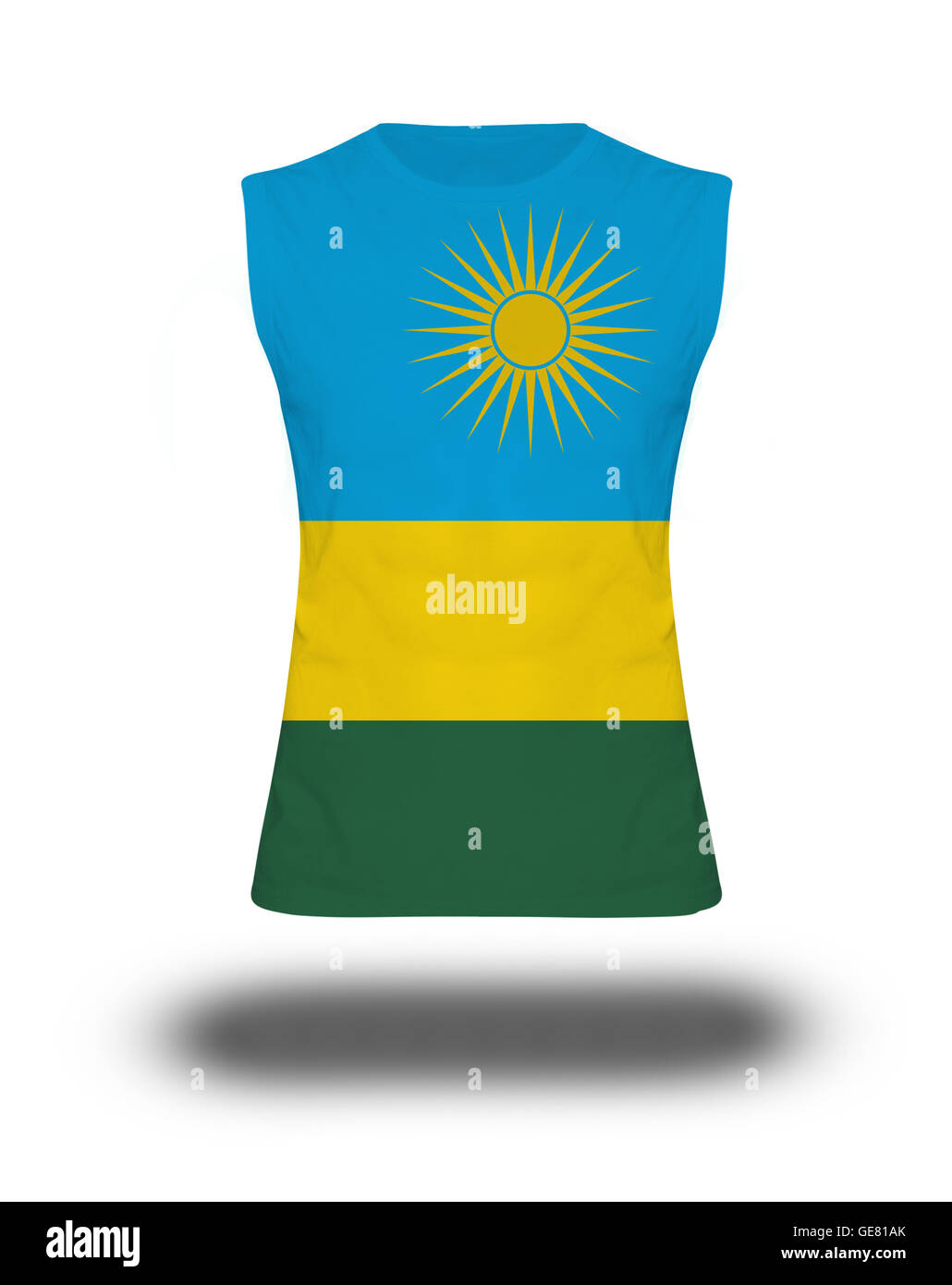 athletic sleeveless shirt with Rwanda flag on white background and ...