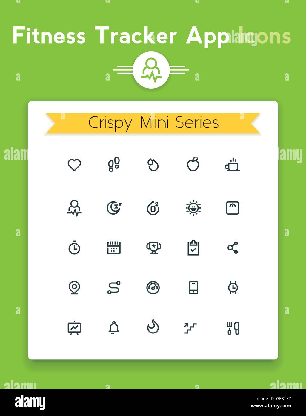 Vector line fitness and sport tracker app icon set Stock Vector Image ...