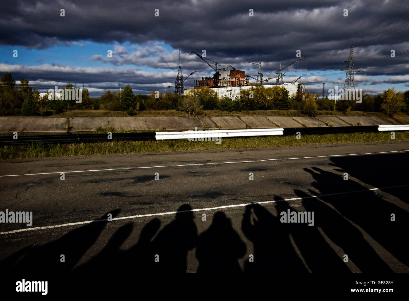 Chernobyl tourists view abandoned and unfinished reactor 5-6. Chernobyl ...