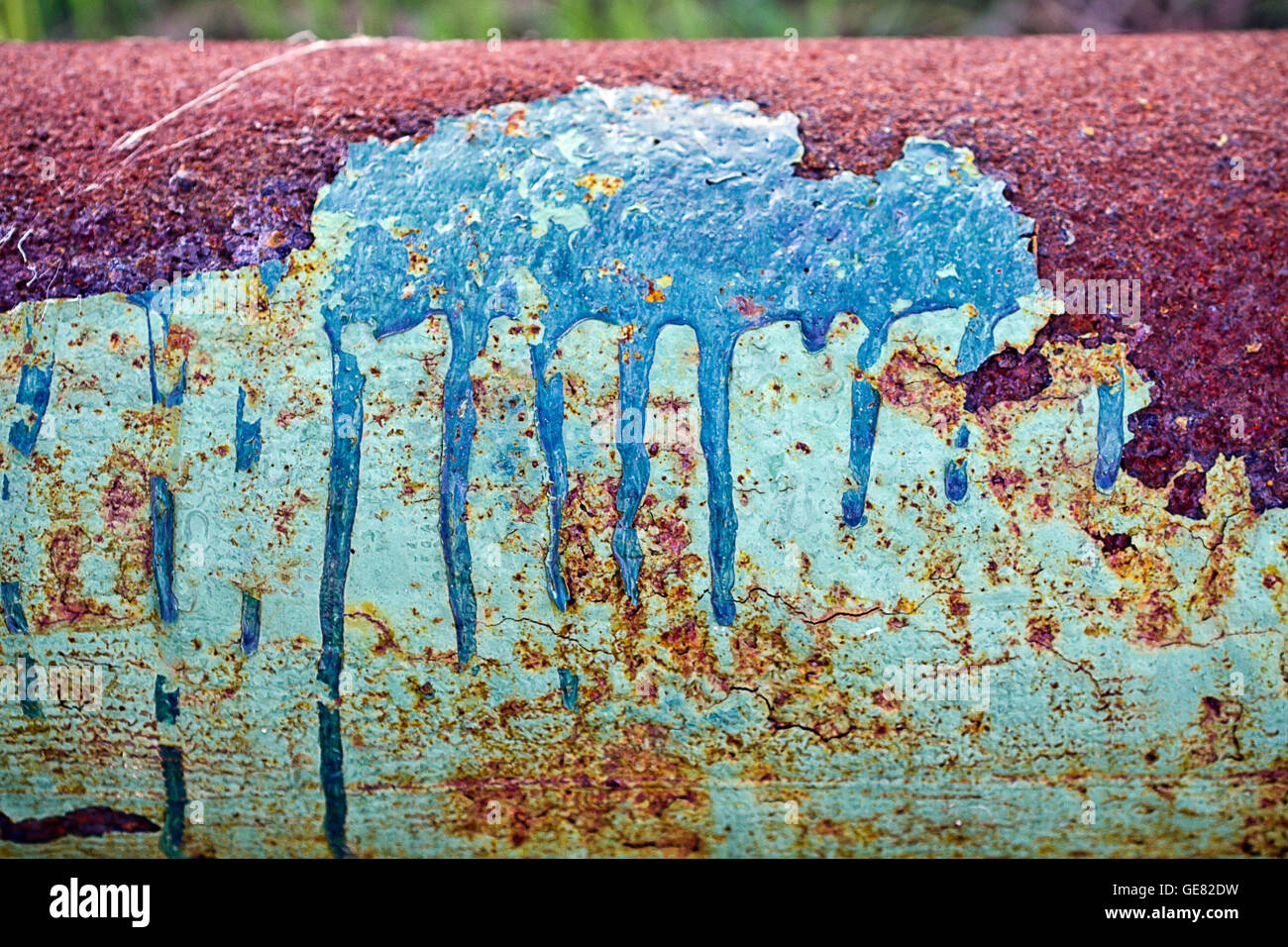 Paint slowly erodes on a water pipe. The abandoned town of Pripyat in ...