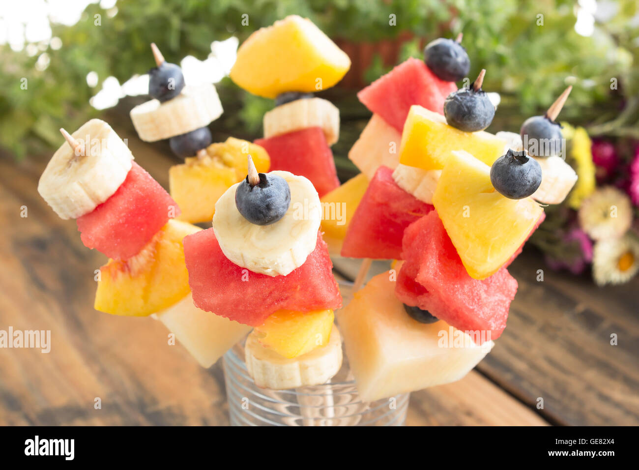 Refreshing Fruit Skewers - Fruit Snack Stock Photo - Alamy