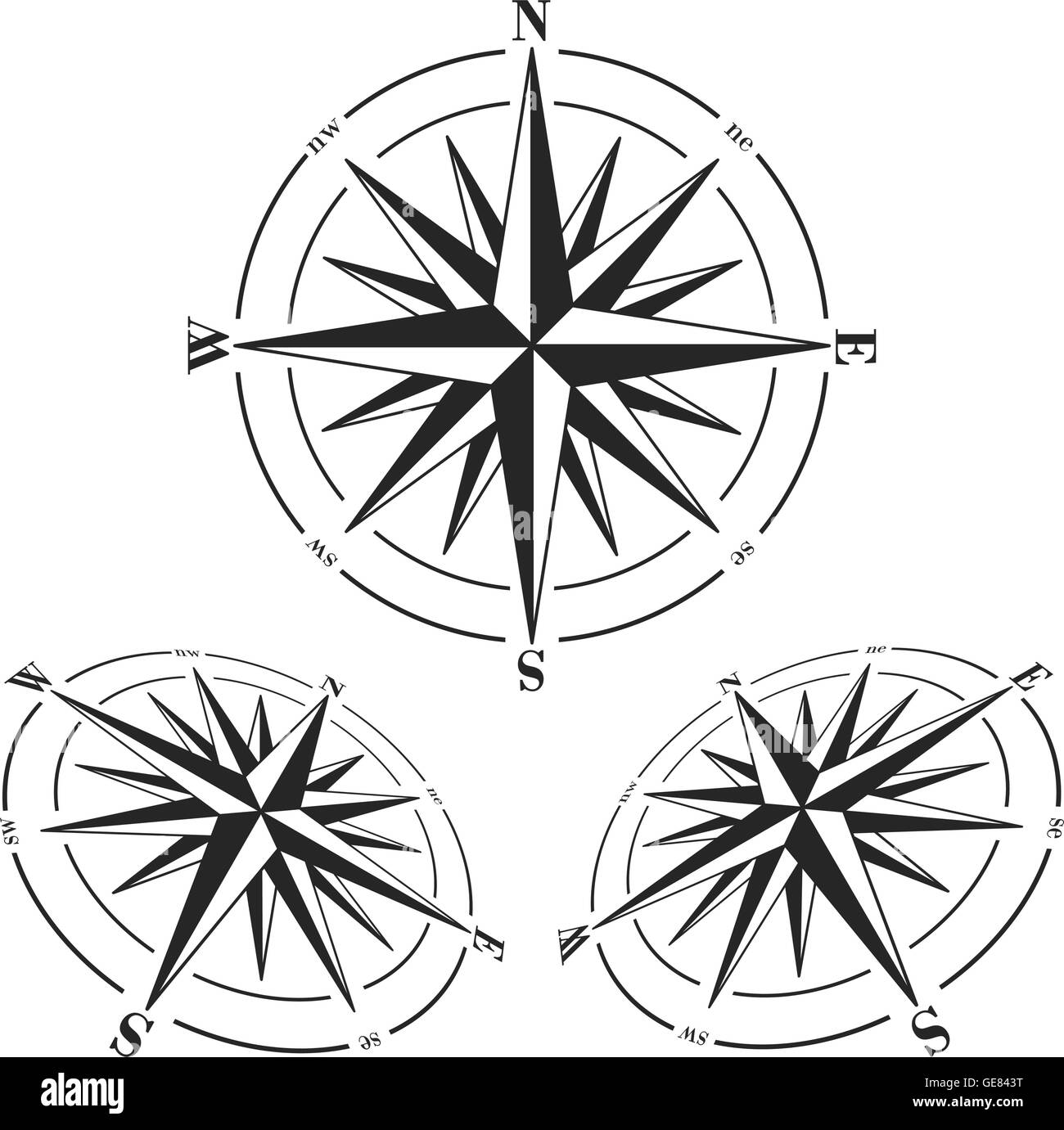 Compass roses set isolated on white Stock Vector Image & Art - Alamy