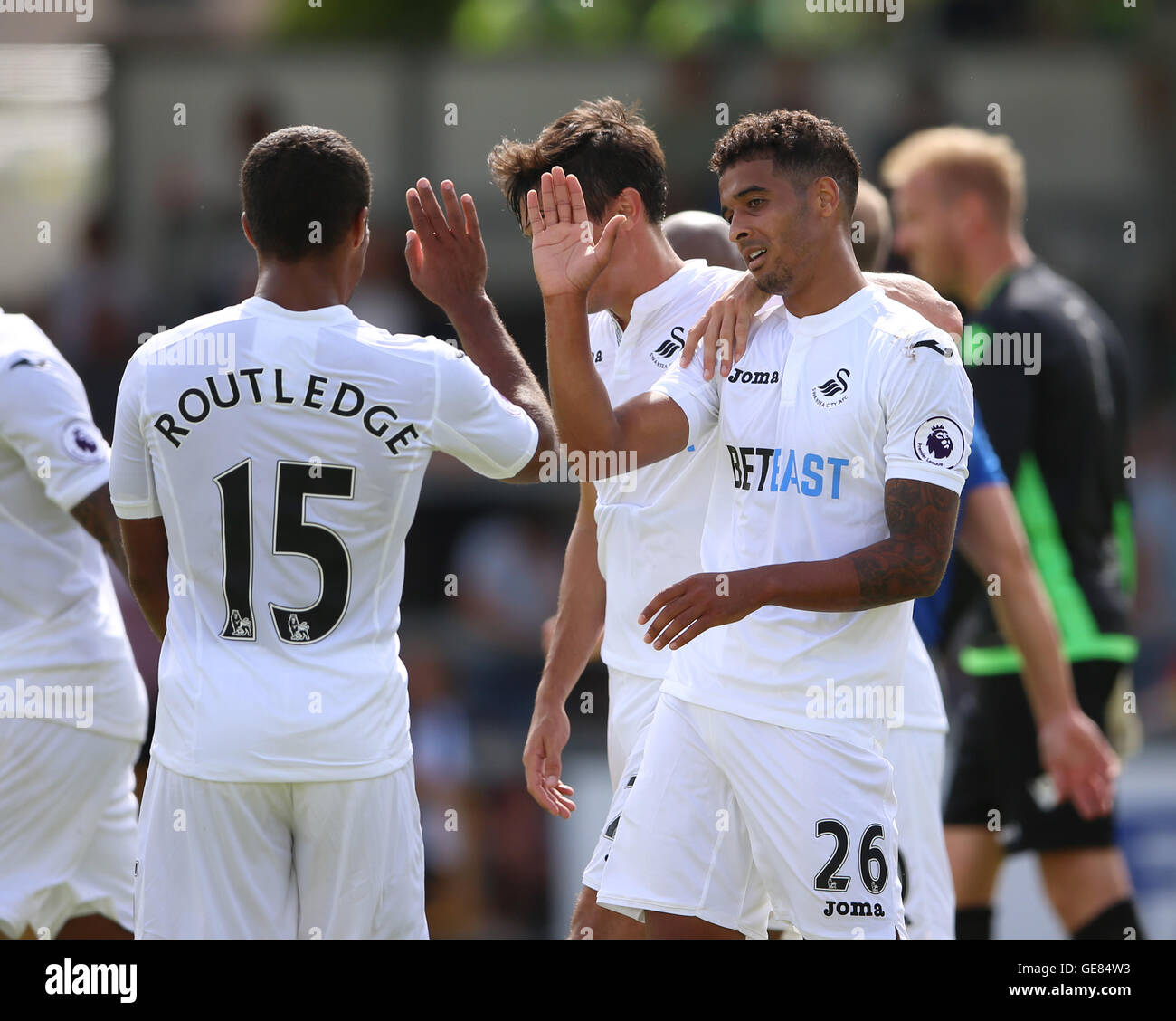 Swansea City's Kyle Naughton celebrates after scoring their fourth goal ...