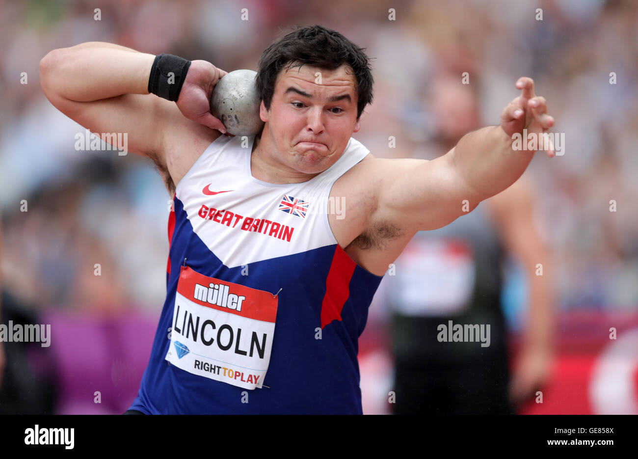 Great Britain's Scott Lincoln in action during the Men's Shot Put on ...