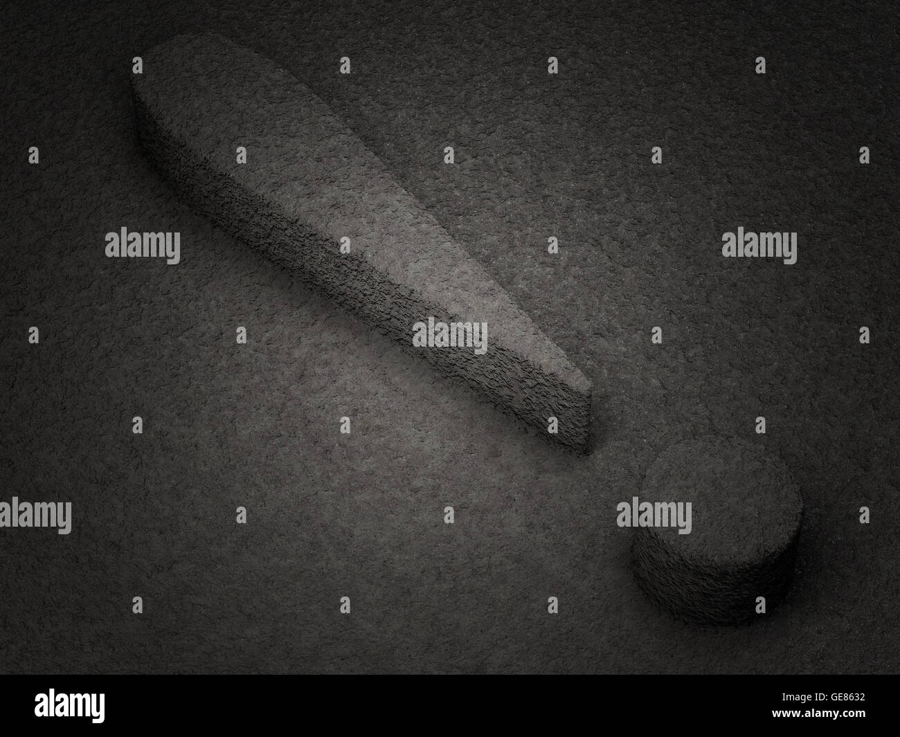 Stone exclamation mark symbol textured background. 3D illustration ...