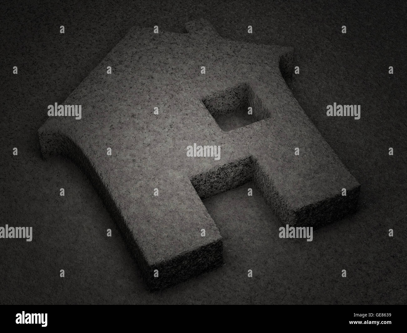Stone house symbol textured background. 3D illustration Stock Photo - Alamy
