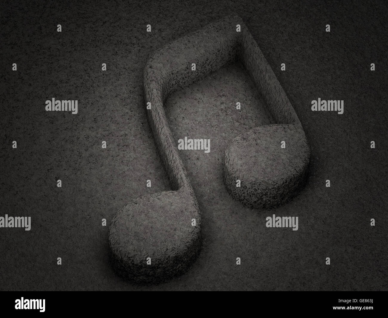Stone music note symbol textured background. 3D illustration Stock ...