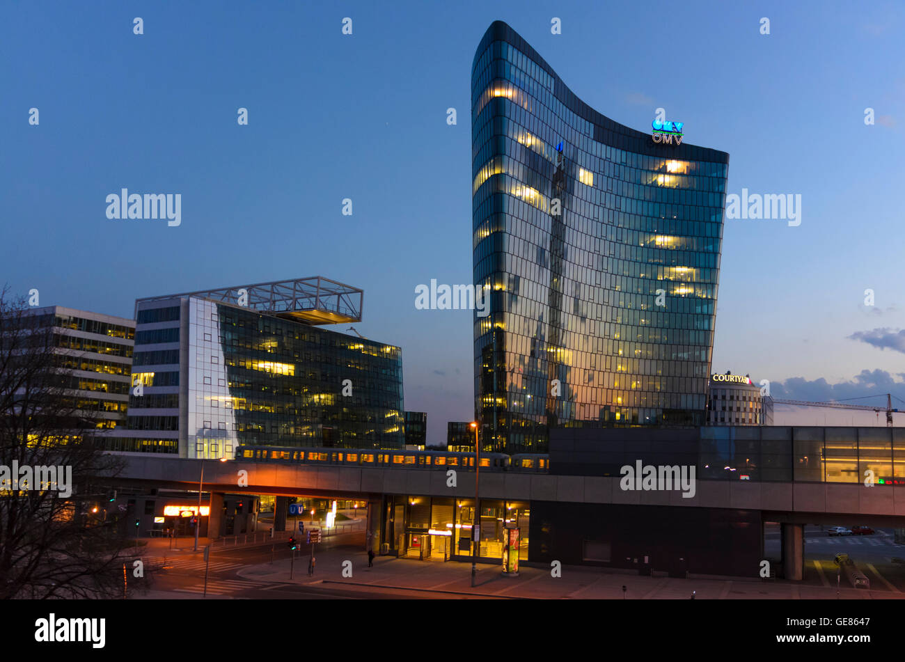 Wien, Vienna: Headquarters of OMV and metro line 2, Austria, Wien, 02 ...