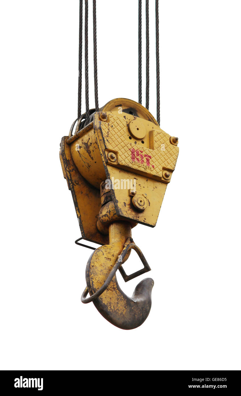 Isolated elements of crane: hook, loop chain connecting parts Stock ...