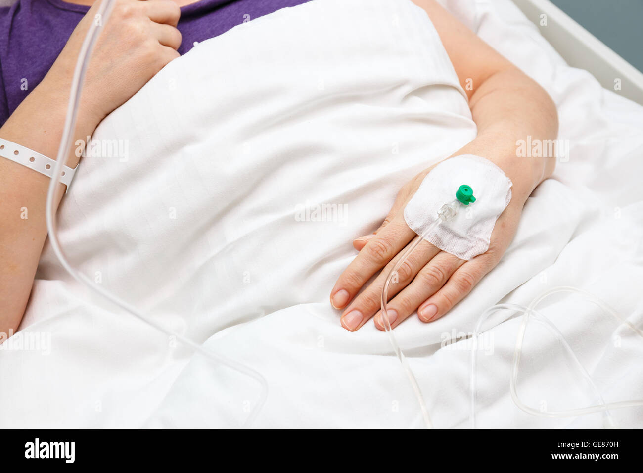 Iv drip sick girl in hi-res stock photography and images - Alamy