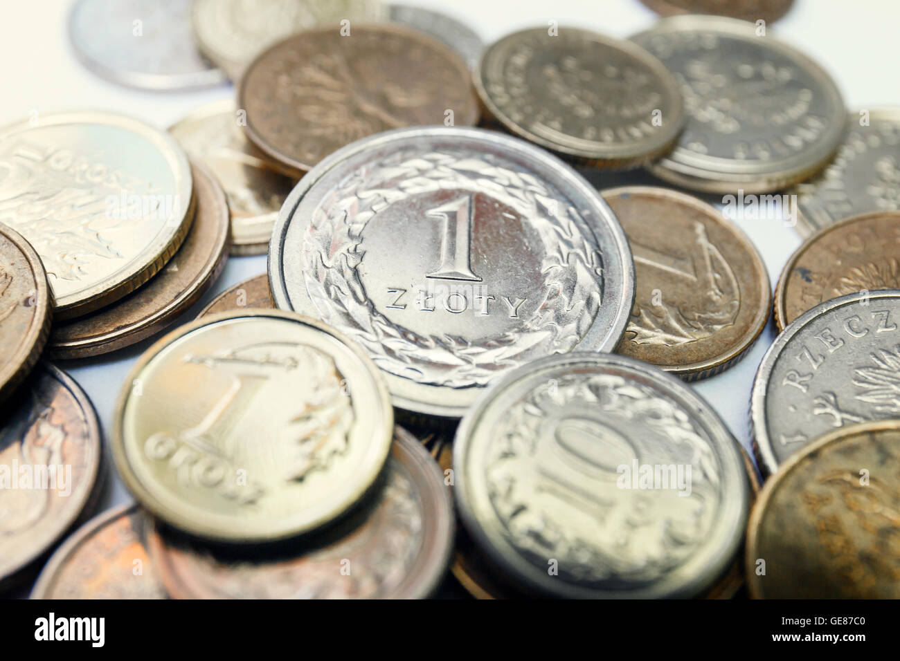 Polish zloty coins, close up Stock Photo - Alamy