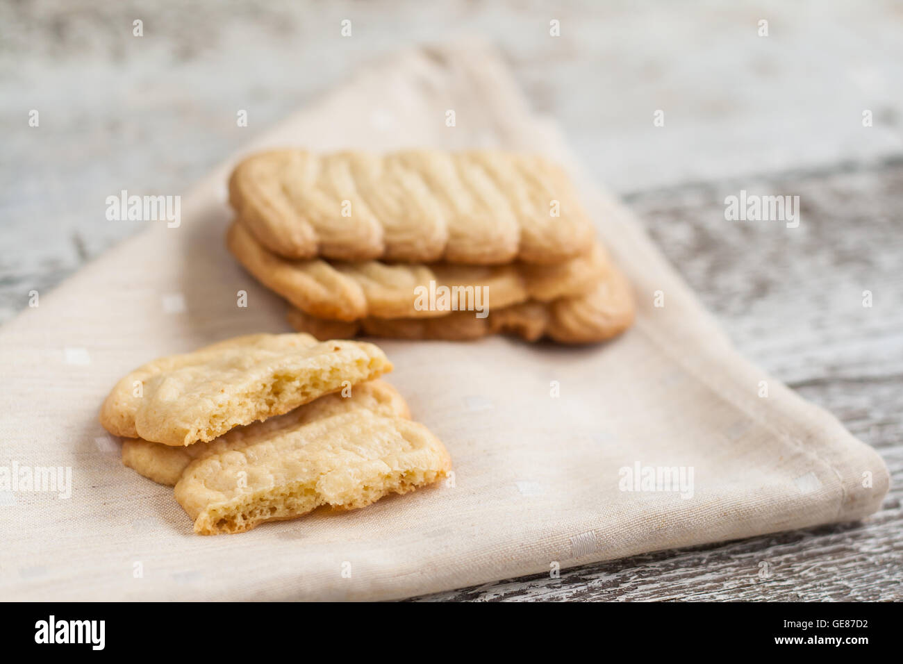 shortbread decorative shapes on an old wooden table Stock Photo - Alamy
