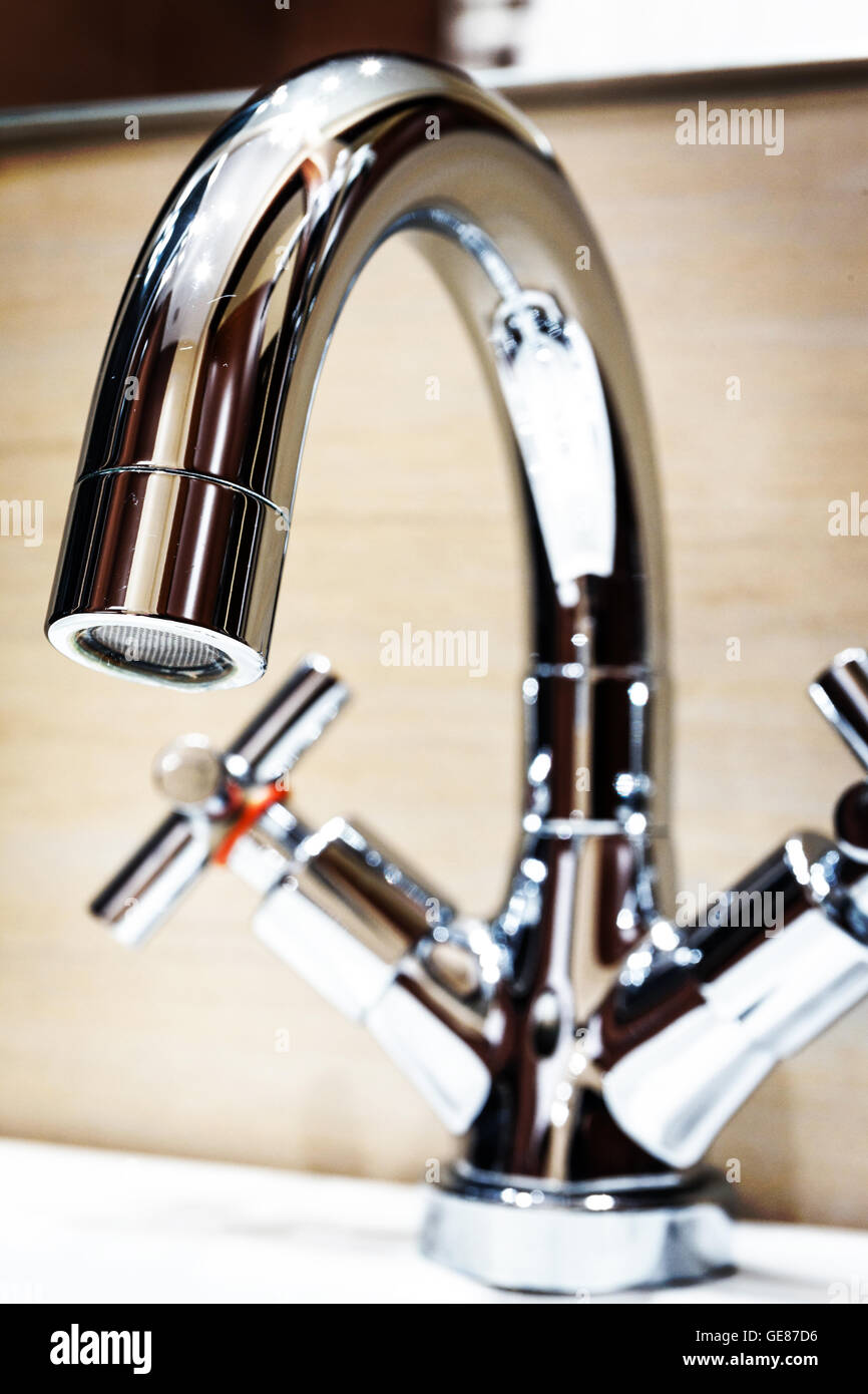 water tap with modern design in bathroom Stock Photo - Alamy