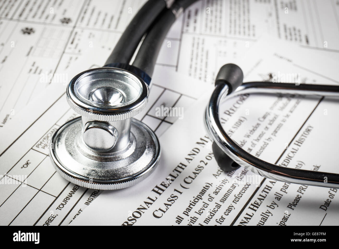 medical record form with a stethoscope Stock Photo - Alamy