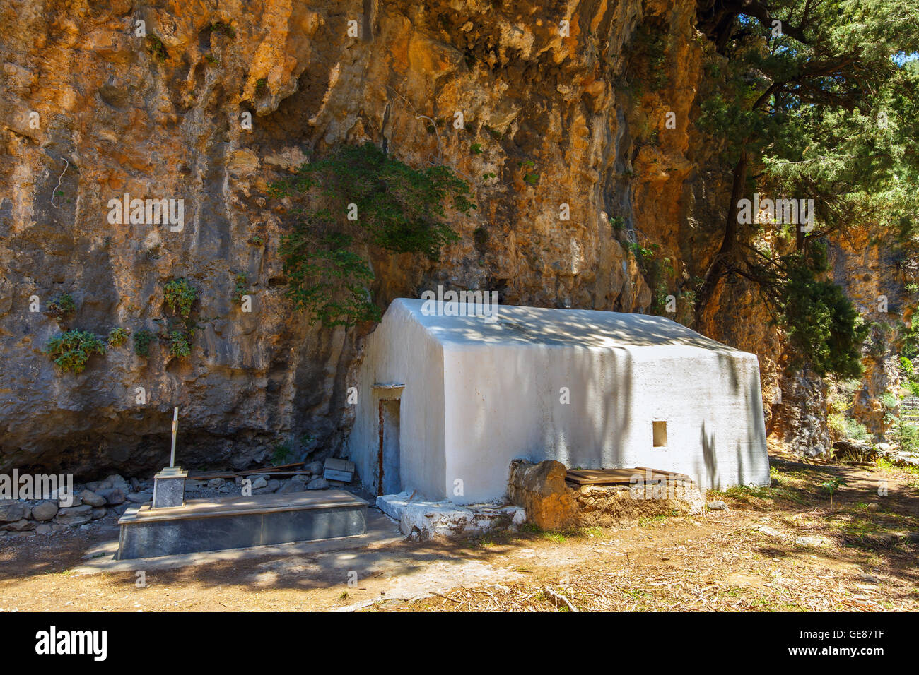 displaced village Samaria in Samaria Gorge in central Crete, Greece ...