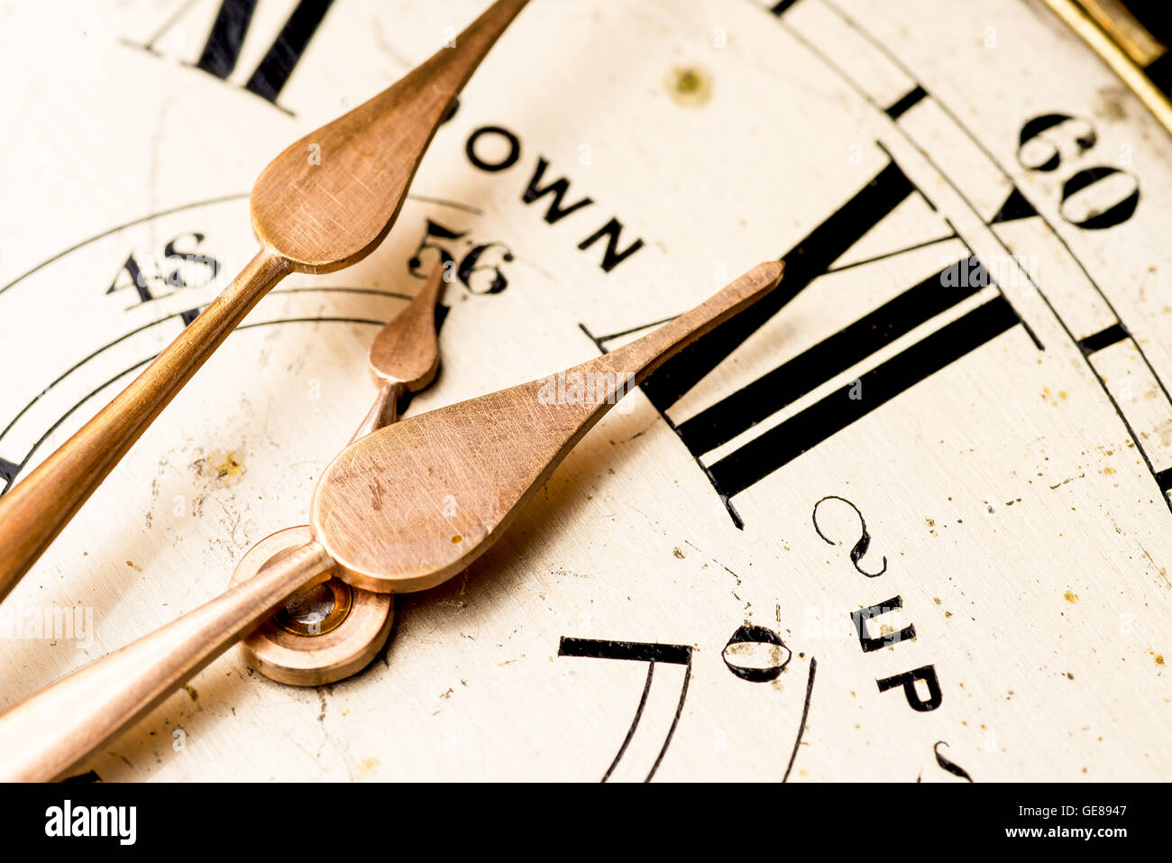 pointers of antique marine chronometer reaching twelve Stock Photo - Alamy
