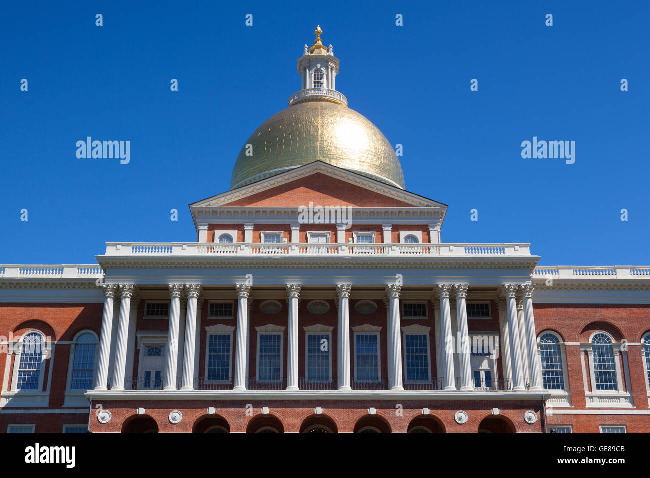 Massachusetts State House in Boston under the blue sky.It is the state ...