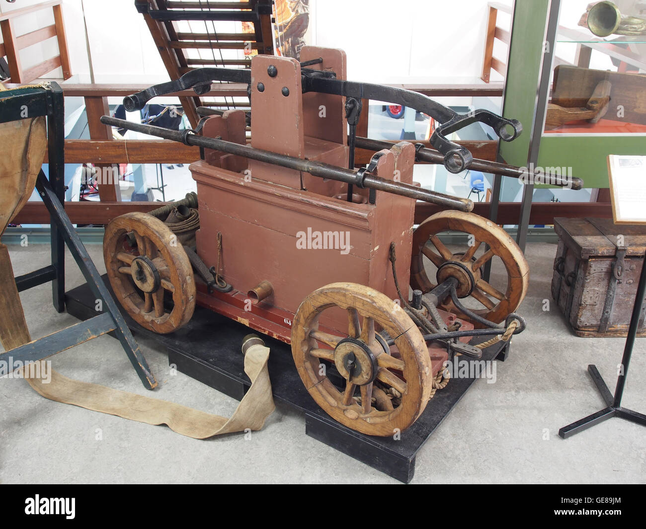 The 1673 Jan van der Heijden Oldest Fire Engine, a wooden hand-pumped ...