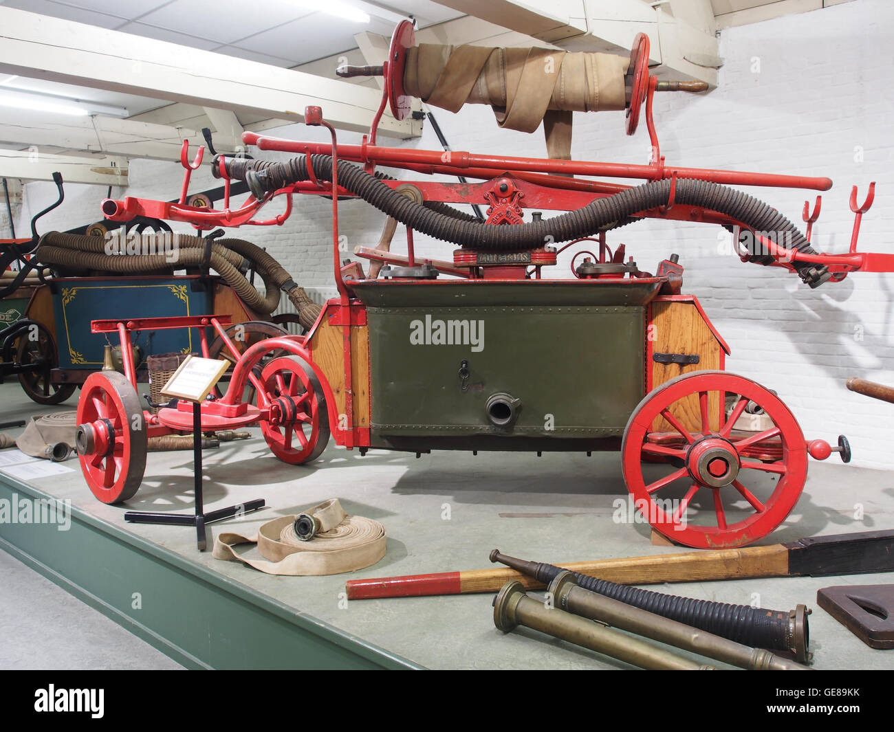 The 1850 Bergen-Heiligerlee hand fire pump is a historical firefighting ...
