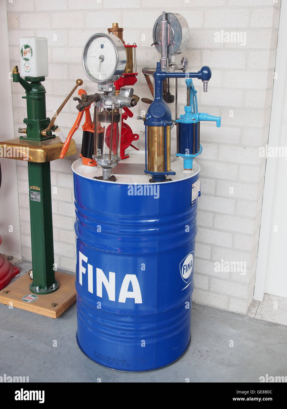 This image shows a barrel transfer or drum pump, a commonly used tool ...