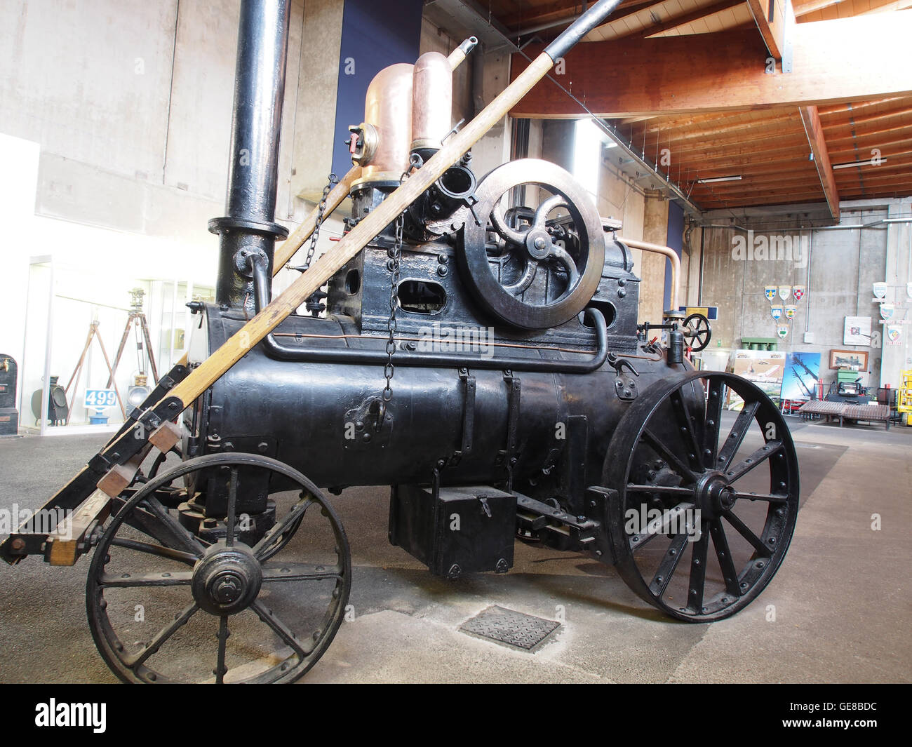 This historical photograph shows a steam locomotive, Chemin de Fer de l ...