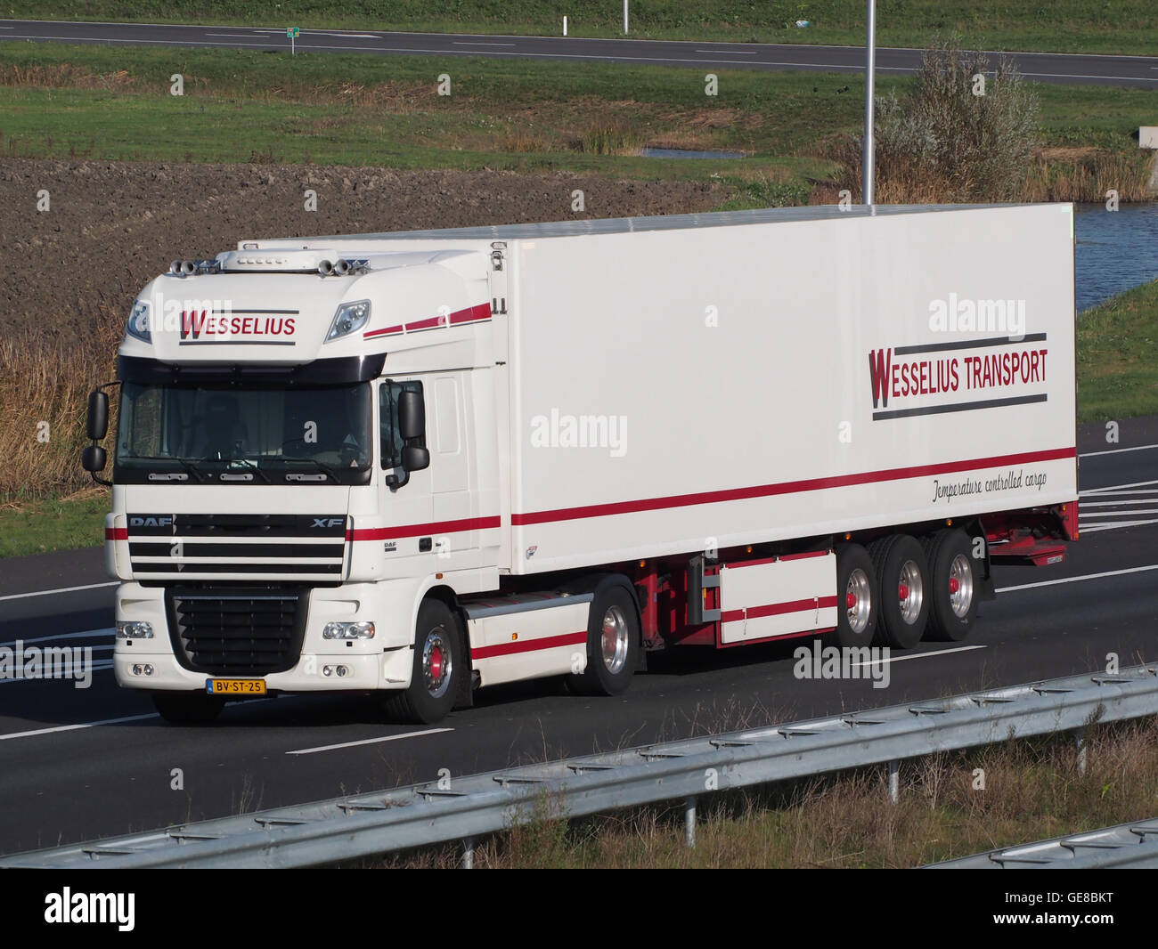 The DAF XF, a heavy-duty truck, is pictured in a transport scene for ...