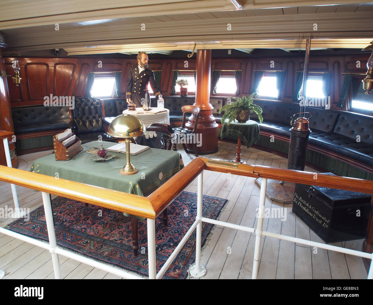 This photograph depicts the captain's quarters aboard the ship 'De ...