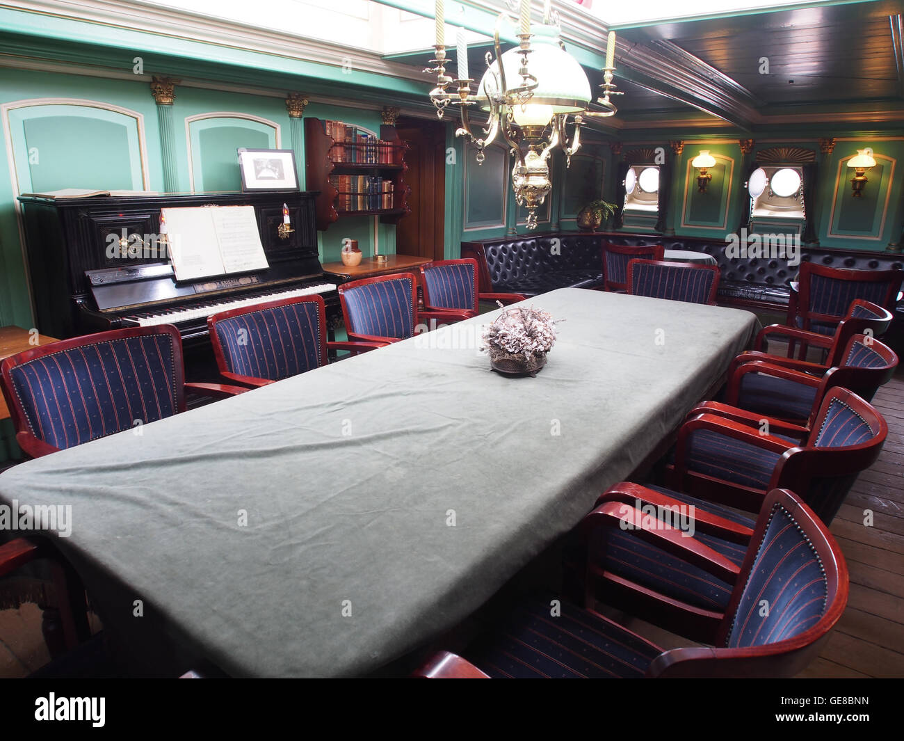 This photograph shows the officers' room aboard the Dutch naval ship De ...