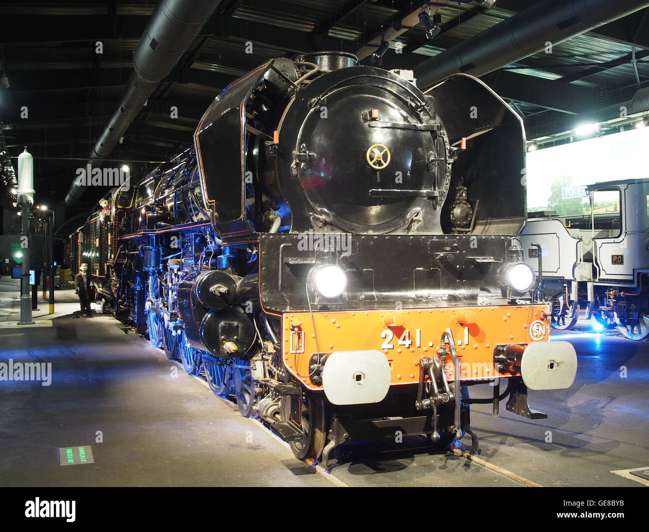 A historic photograph of the SNCF (French National Railway) steam ...