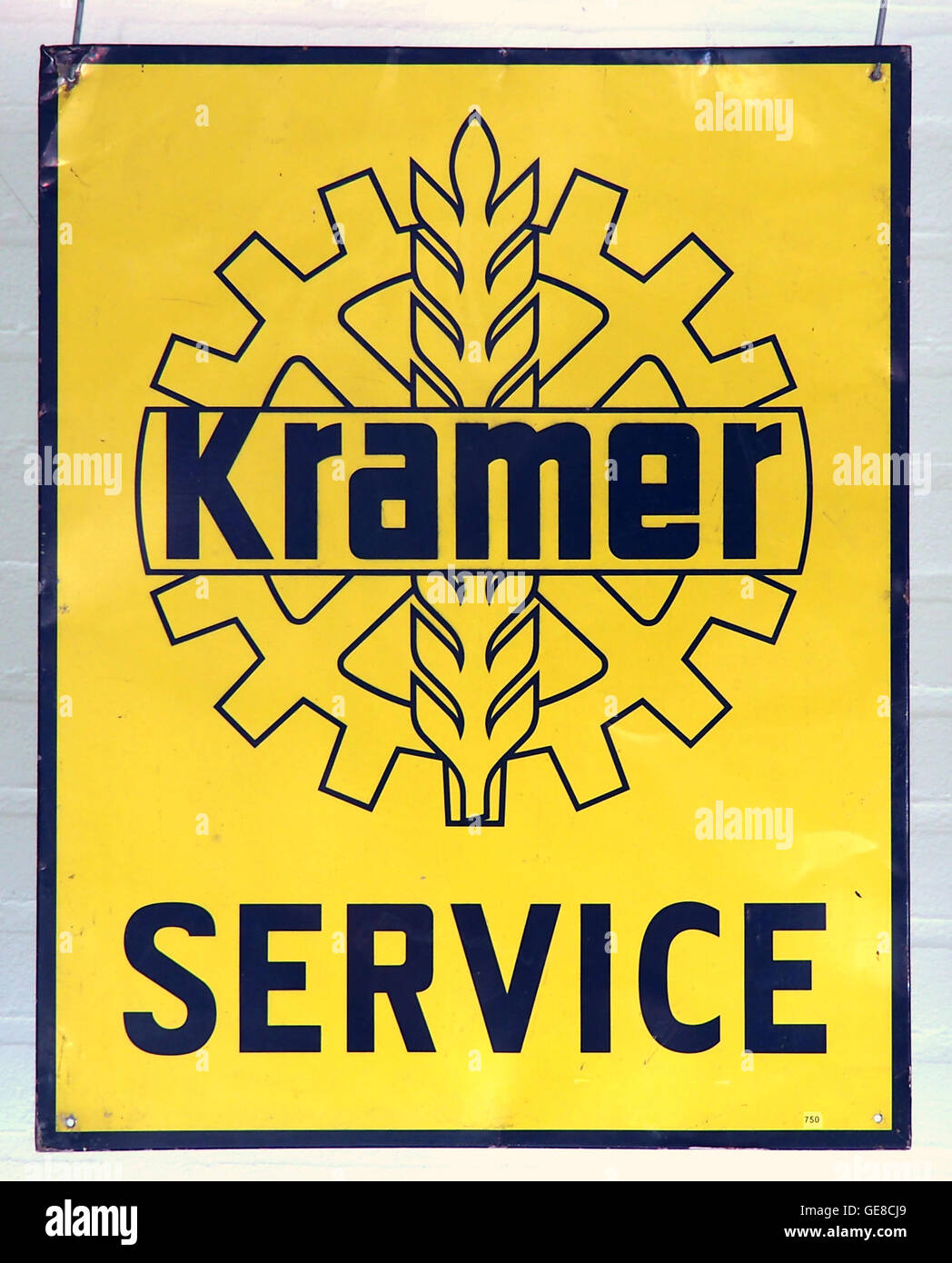This enamel advertising sign for Kramer Service depicts the brand’s ...