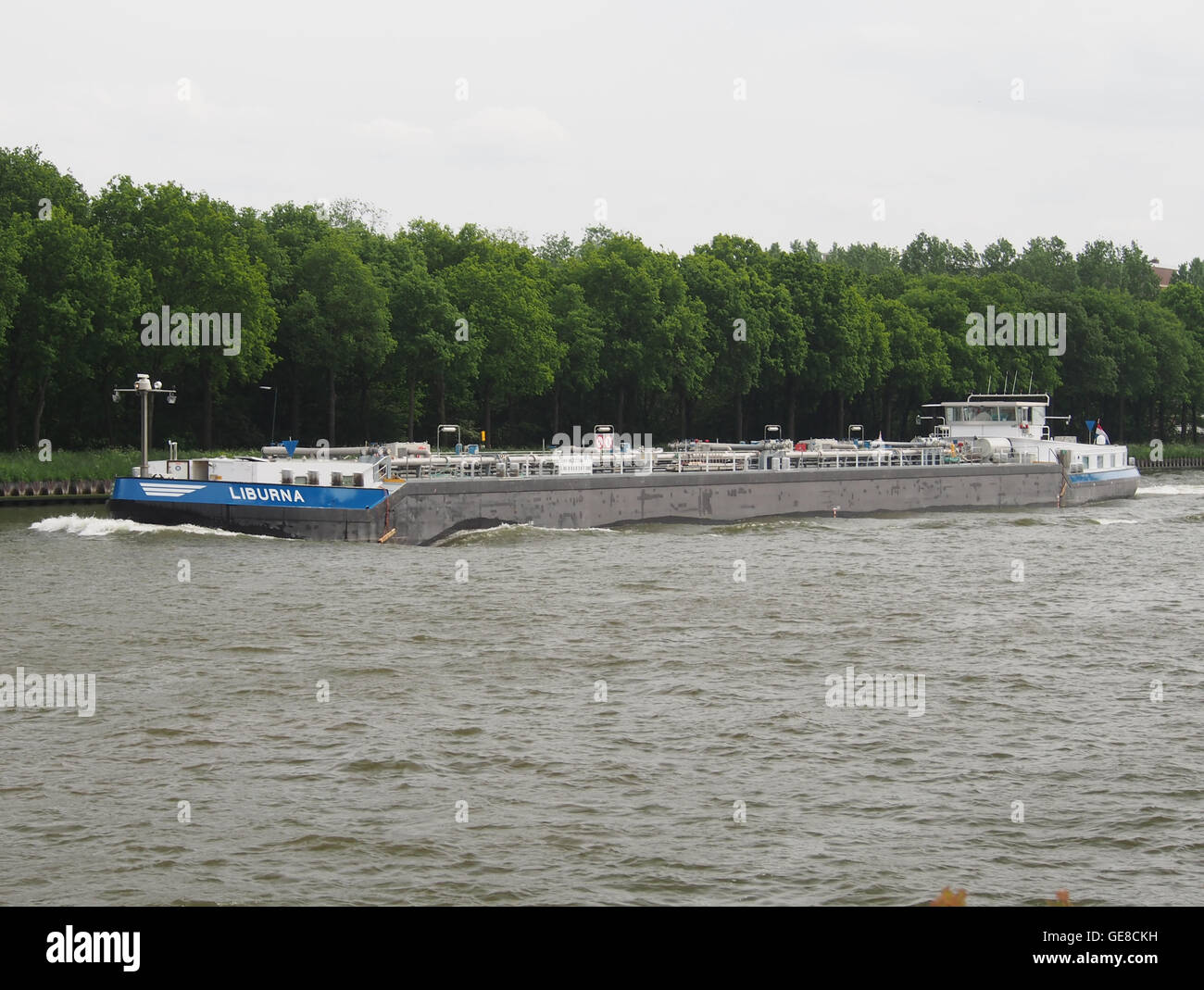 The *Liburna*, a 1948-built ship, is shown navigating the Amsterdam ...