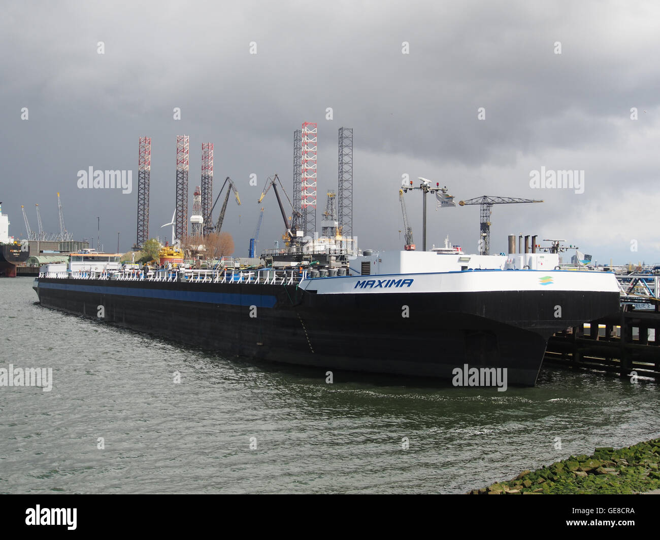 The 'Maxima,' a 2003-built vessel, is docked at the Port of Rotterdam ...