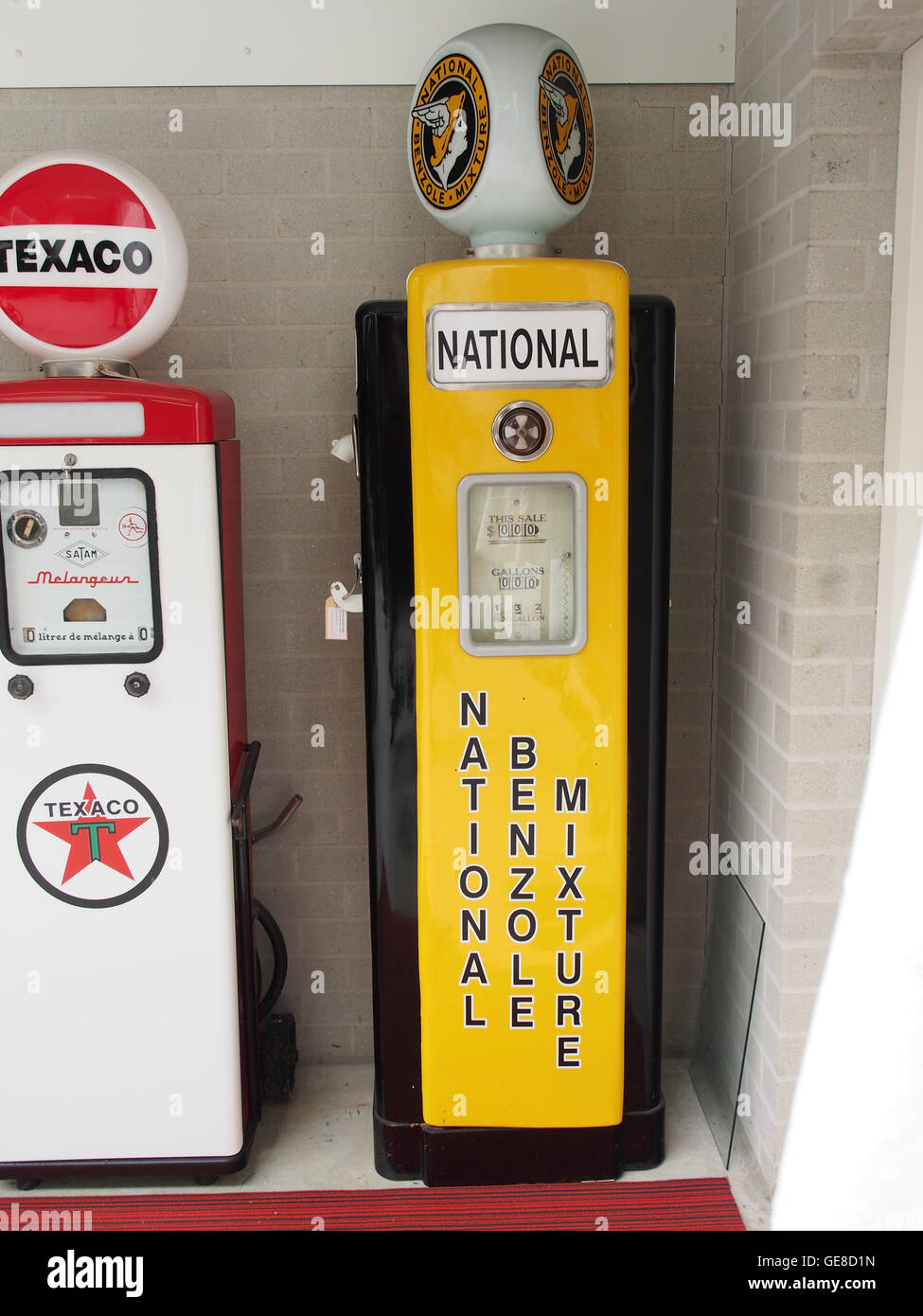 This image features the National Benzole Mixture benzine pump, a ...