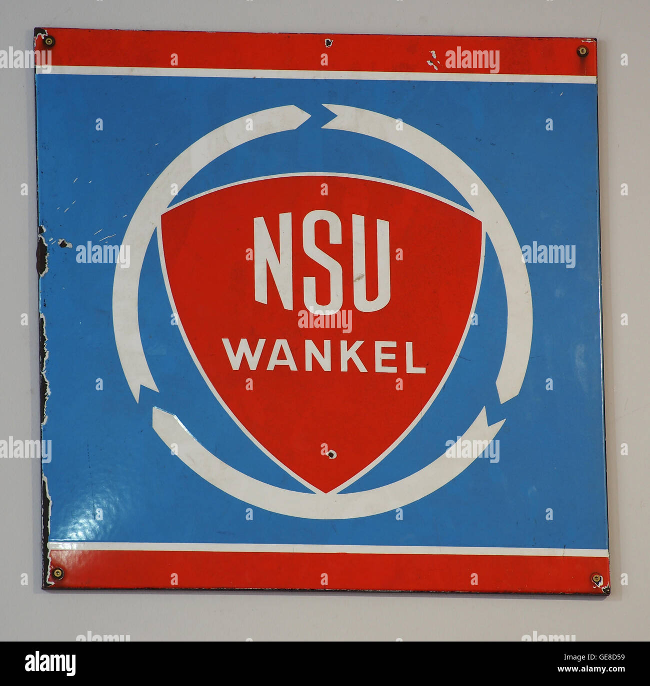 An enamel advertisement for the NSU Wankel, showcasing the innovative ...