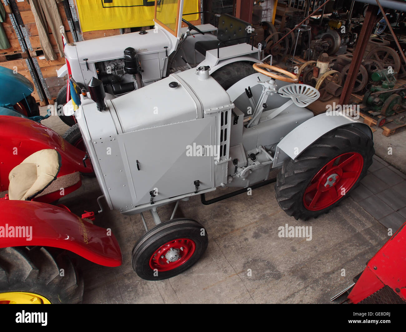 The Renault tractor, showcased in the Museum voor Nostalgie en Techniek ...