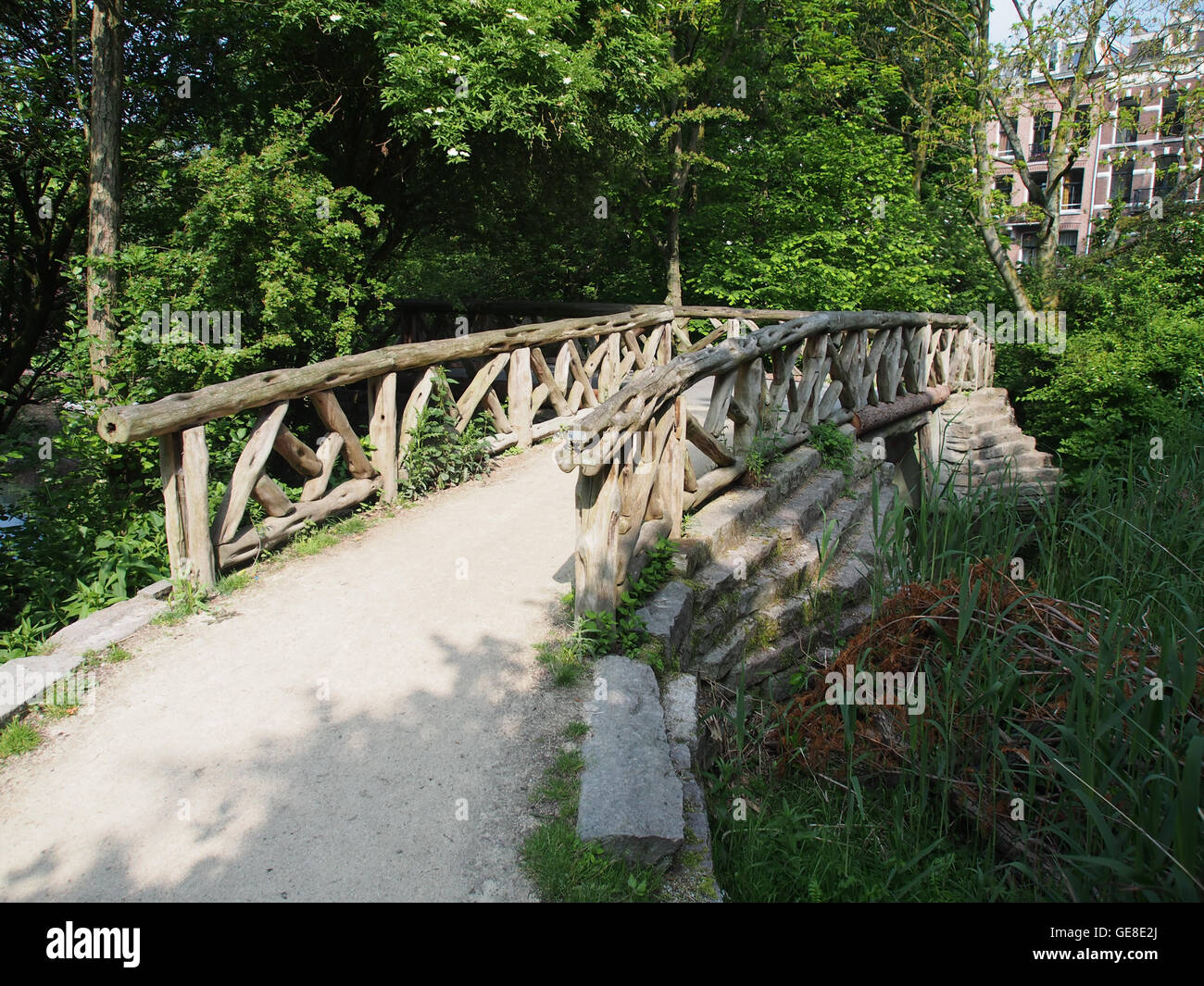 The Sarphatipark Brug (bridge) is located in Amsterdam, Netherlands. It ...