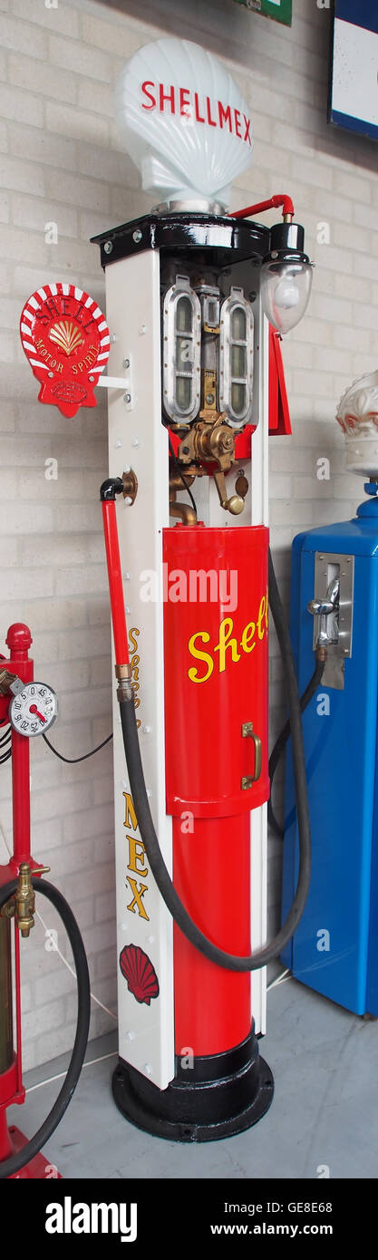 A historical image of a Shellmex petrol pump, capturing a piece of mid ...