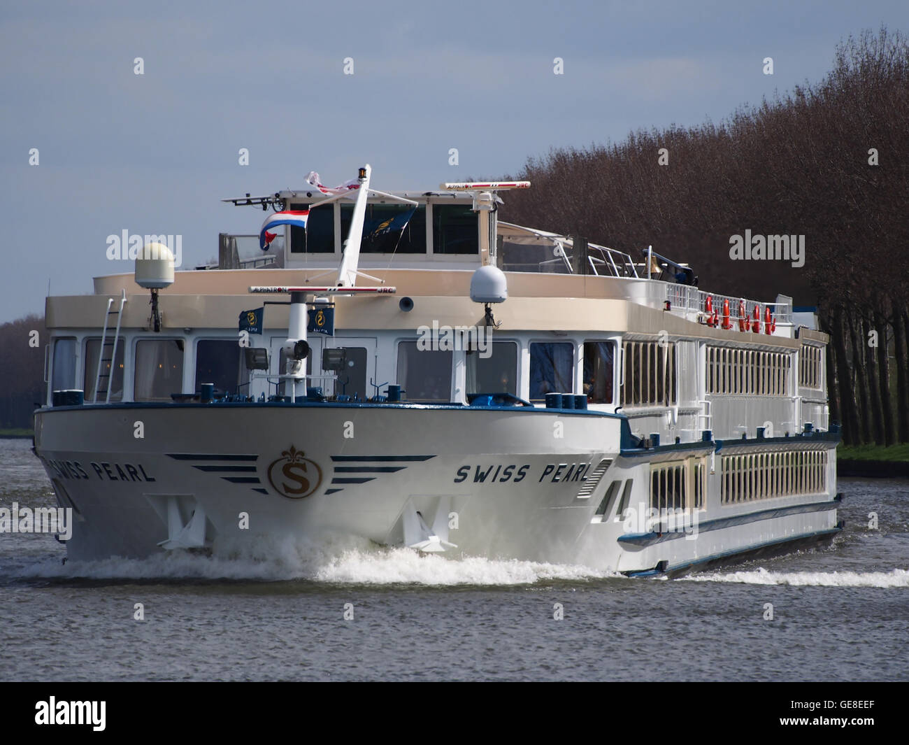 The Swiss Pearl, a river cruise ship built in 1993, photographed while ...