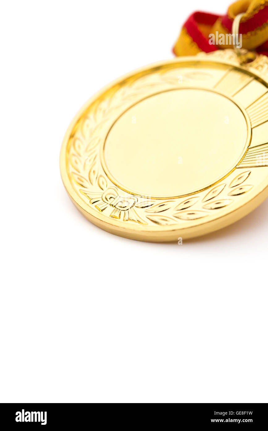 gold medal on a white background close up vertical Stock Photo - Alamy