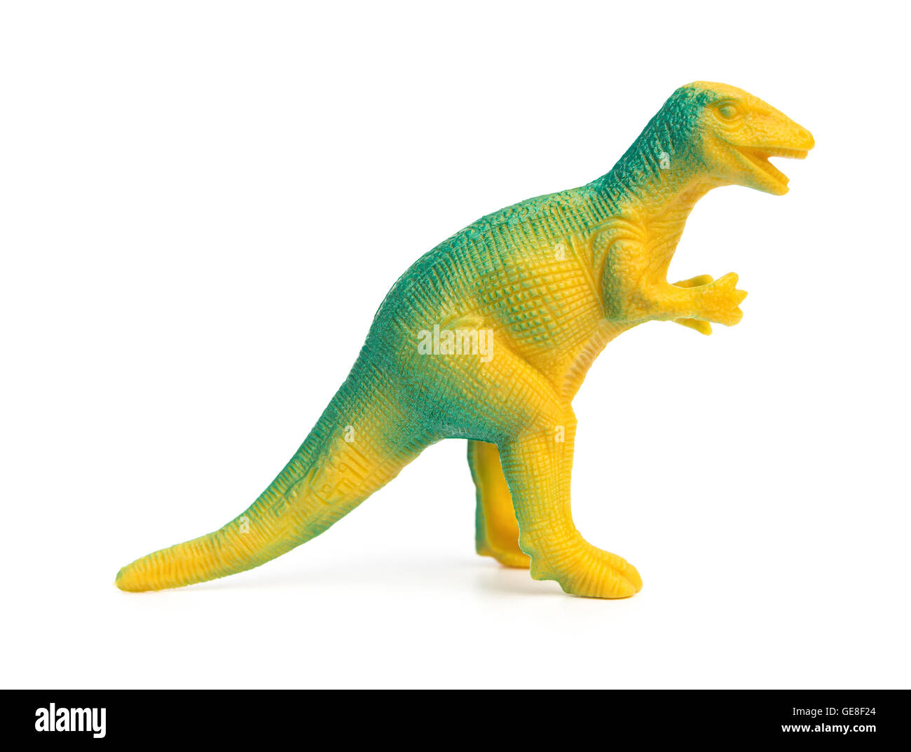 side view green dinosaur toy on a white background Stock Photo - Alamy