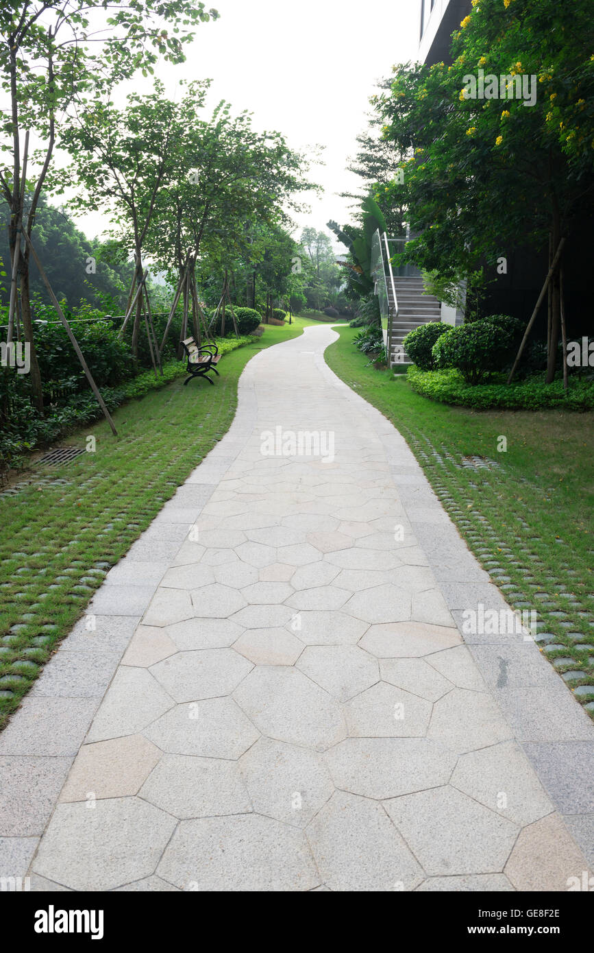 curved pathway in outdoor of a residential building Stock Photo - Alamy