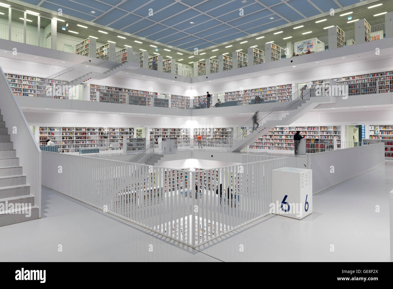 STUTTGART, GERMANY - JULY 1, 2016: Interior of new public library in ...
