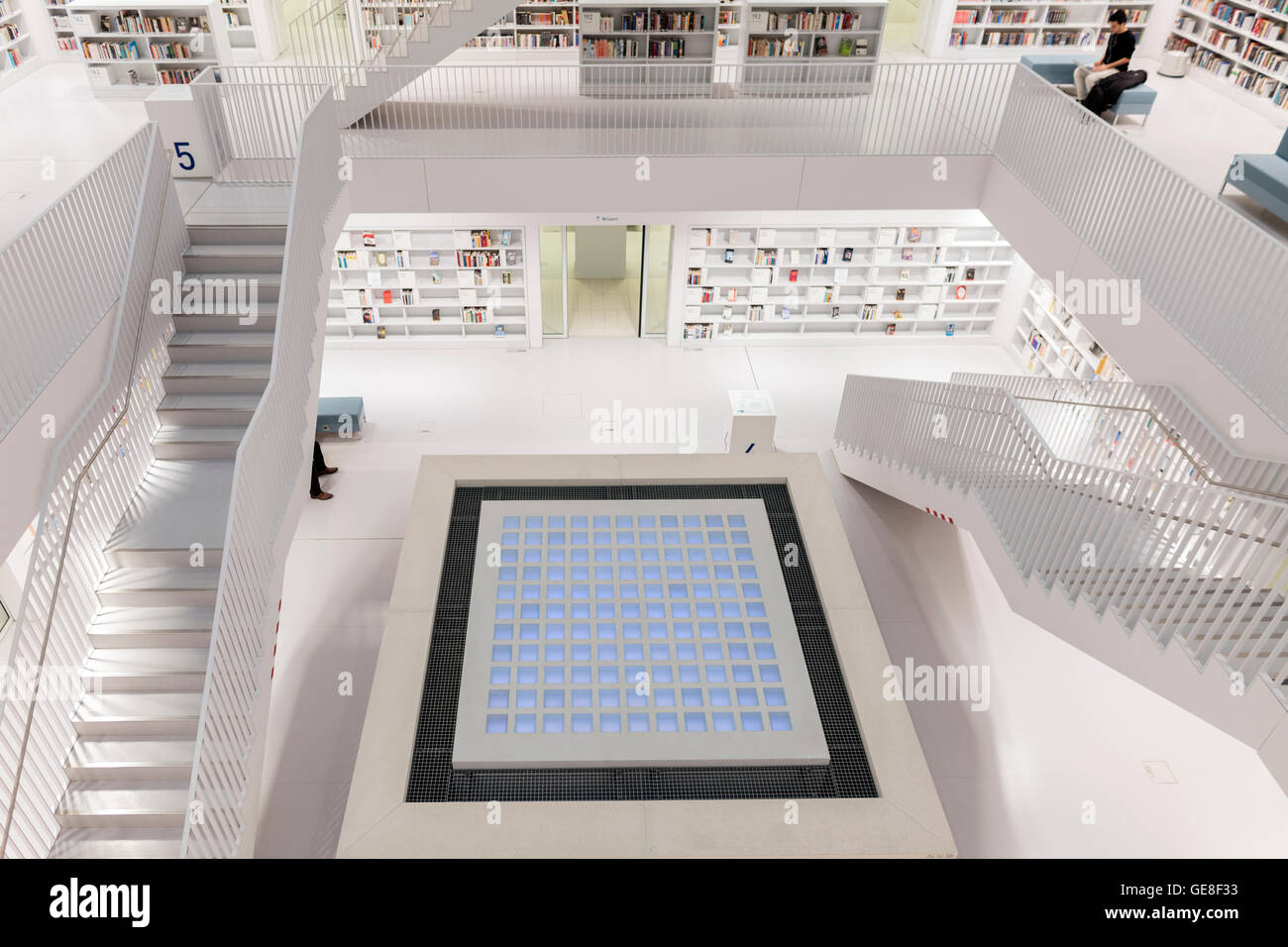 STUTTGART, GERMANY - JULY 1, 2016: Interior of new public library in ...