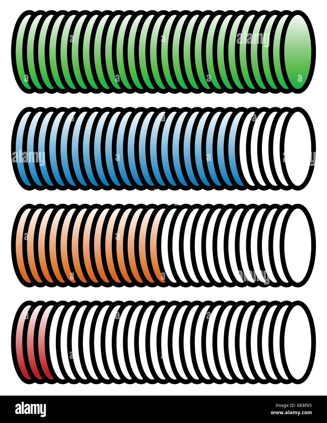 Level, progress indicators with levels in sequence from low to high ...